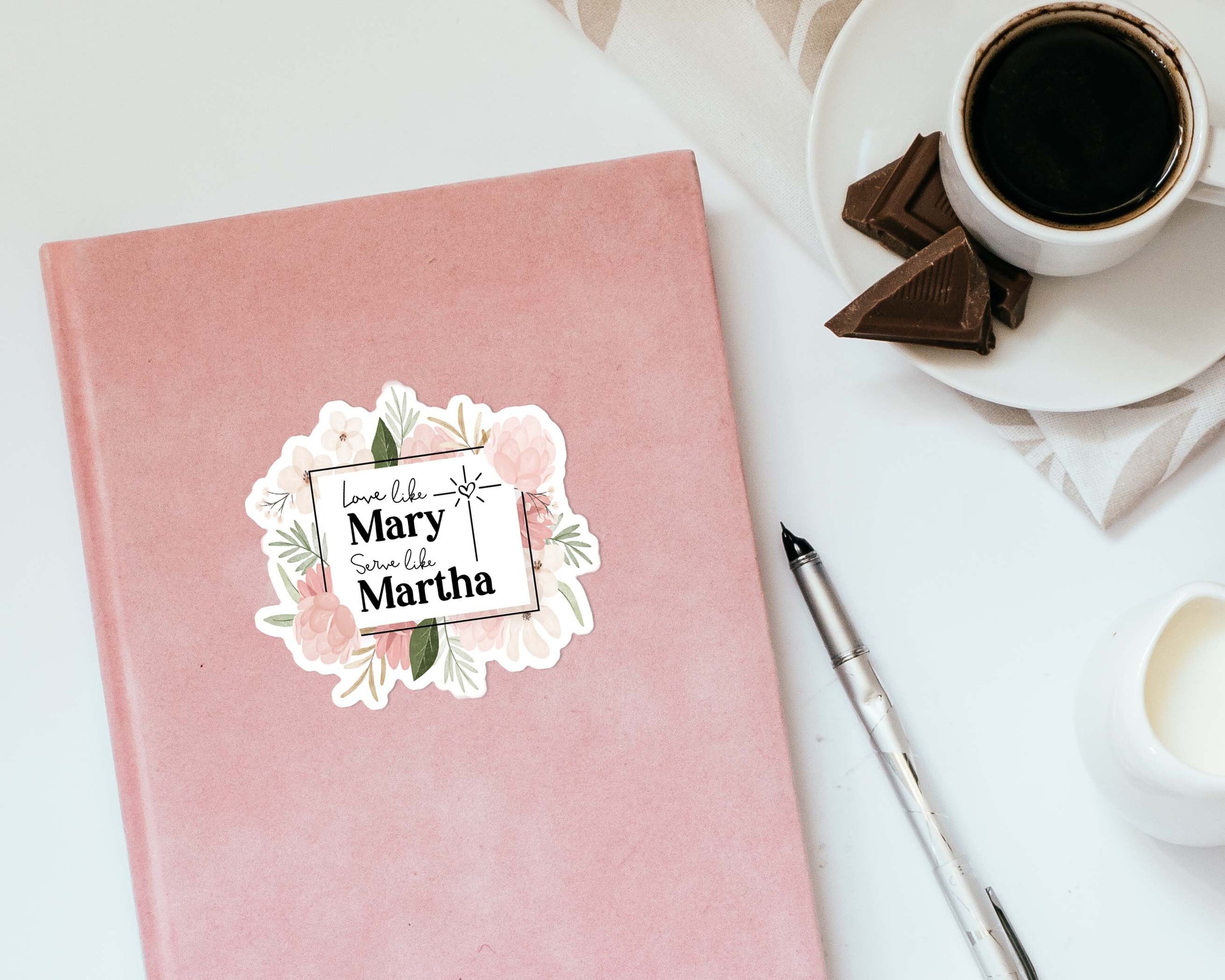 Love Like Mary, Serve Like Martha Christian Vinyl Waterproof Sticker